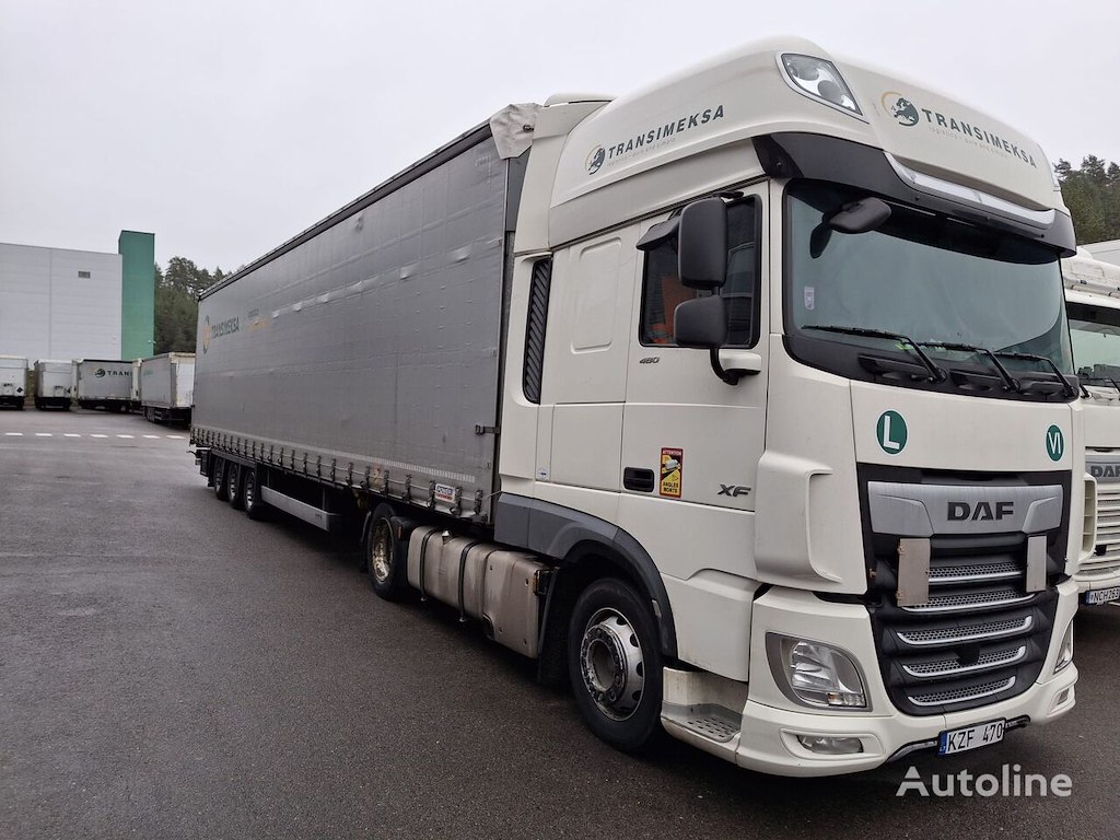 DAF XF 480 MEGA kamion sa klizna zavesa cerada + prikolica sa kliznom ceradom