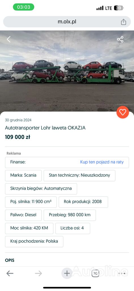 Scania P420 autotransporter + prikolica autotransportera