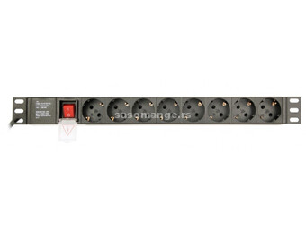 EG-PDU-014-C14 Gembird C14 Produzni kabl sa zastitom 8 uticnica 10A PDU 1U aluminium 3m