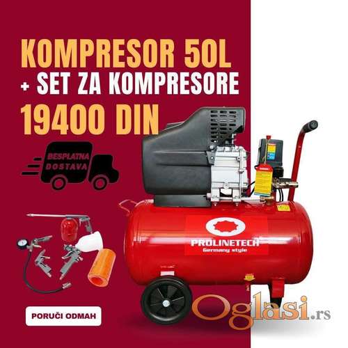 Kompresor 50 L PROLINETECH GERMANY + SET 5/1-BESPLATNA DOSTAVA