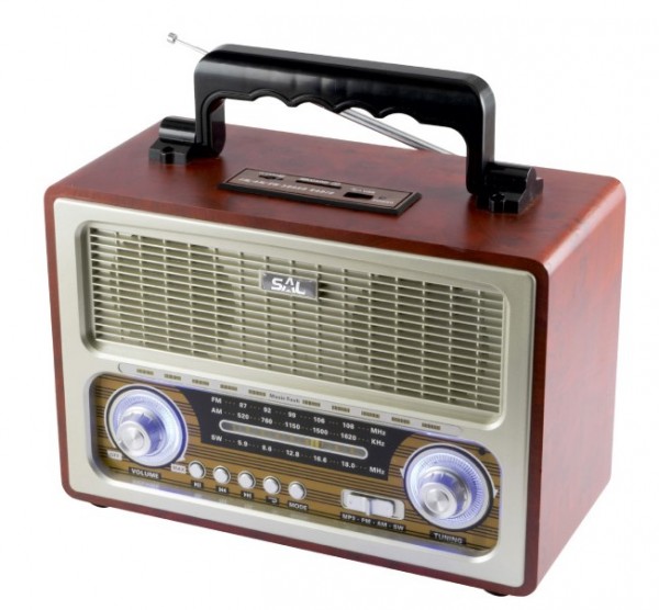 Radio prijemnik RRT3B prenosni retro 2x3W, FM, USB, microSD, Bluetooth, baterija 1300mAh