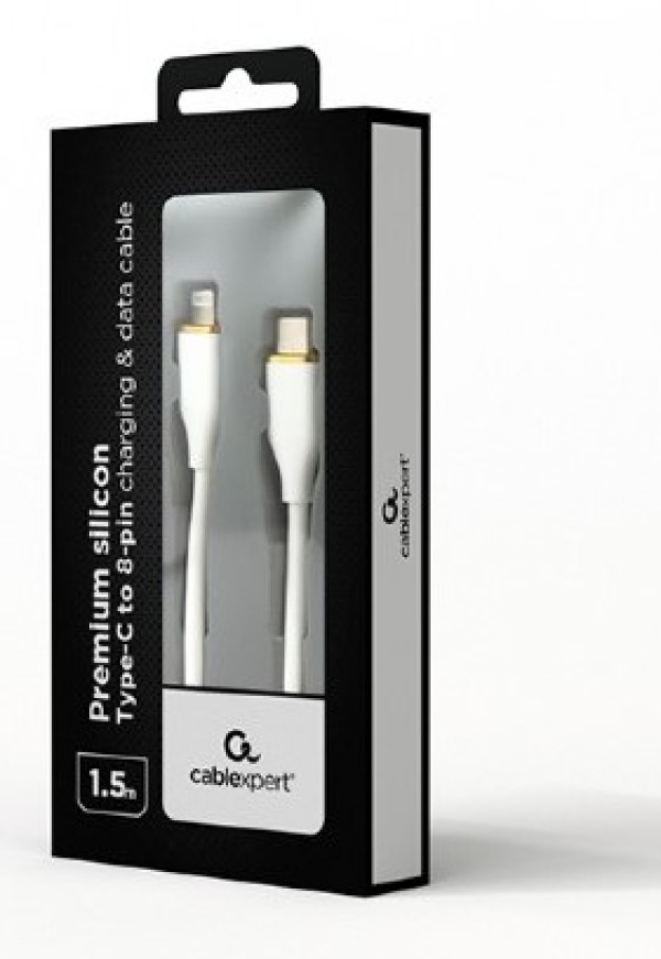 CC-USB2S-CM8PM-1.5M-W Gembird Premium silicon USB Type-C to 8-pins charging & data cable,1.5 m,White