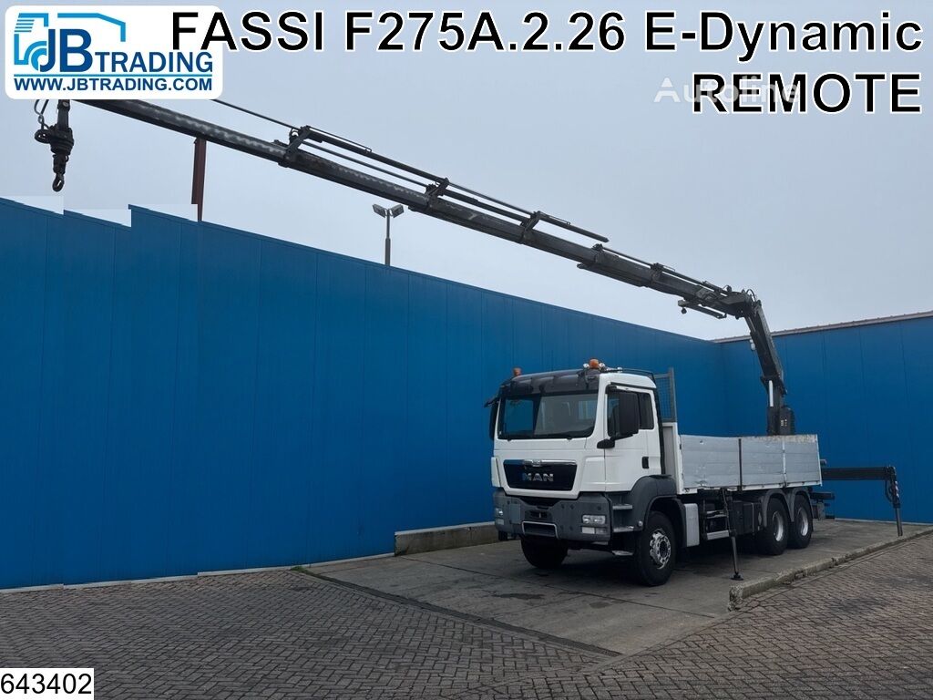 MAN TGS 26 360 6X4, Euro 5, Fassi, Remote kamion s ravnom platformom