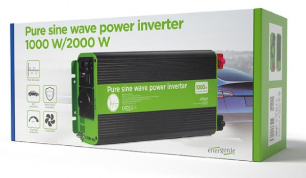 EG-PWC-PS1000-01 Gembird 12V Cist sinusni inverter DC/AC 1000W + USB port, 2,7KG