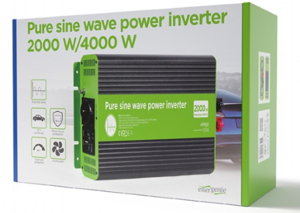 EG-PWC-PS2000-01 Gembird 12V Cist sinusni inverter DC/AC 2000W + USB port, 4,65KG