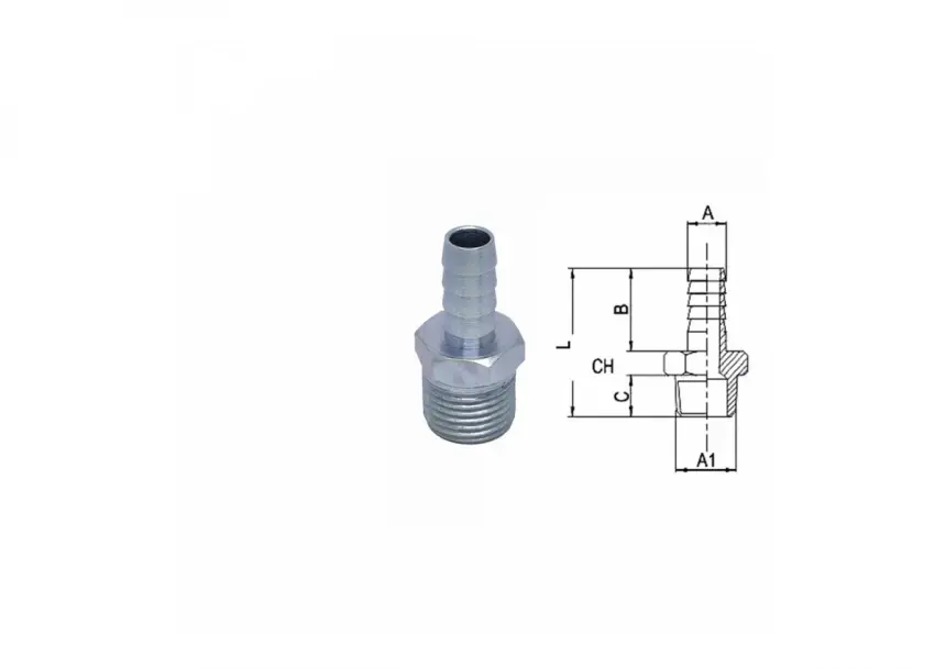 Adapter za creva 10mm muški 3/8''