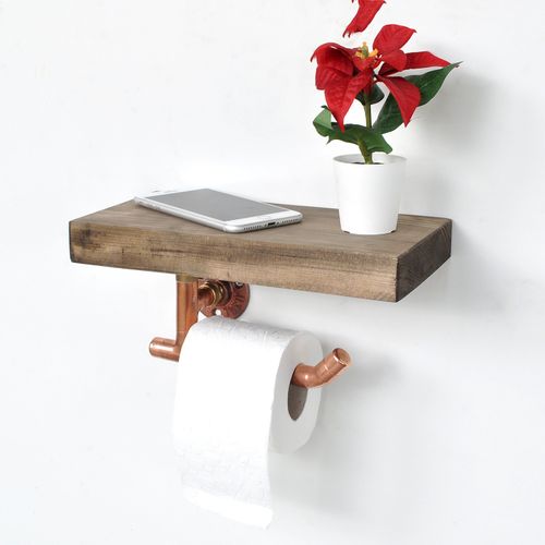 Cop016 Rose Gold Walnut Pipe Shelf