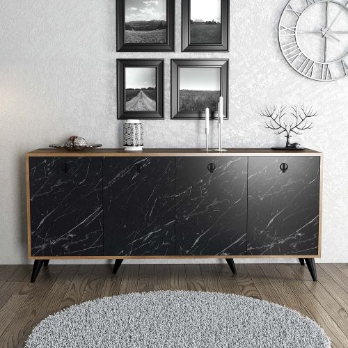 Elite 1618 Walnut Black Marble Console