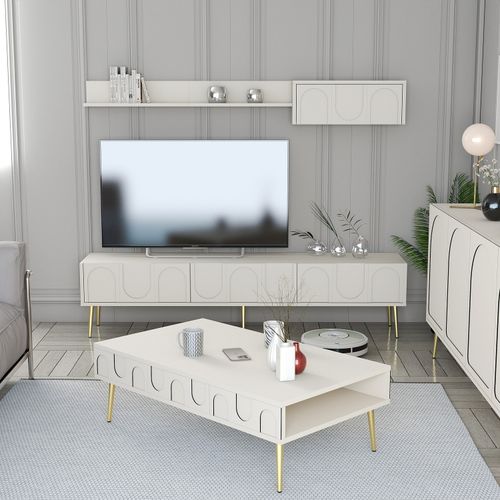 Lyon 3 - Cream, Gold Cream Gold Living Room Furniture Set