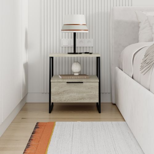 Pal - Travertine Travertine Nightstand