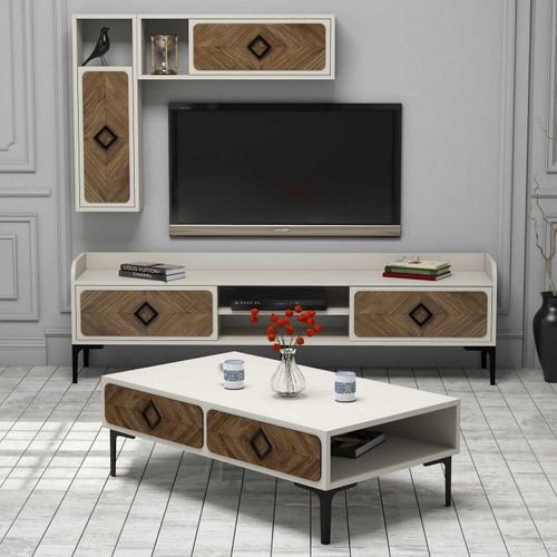 Samba - Cream Walnut Cream Living Room Furniture Set