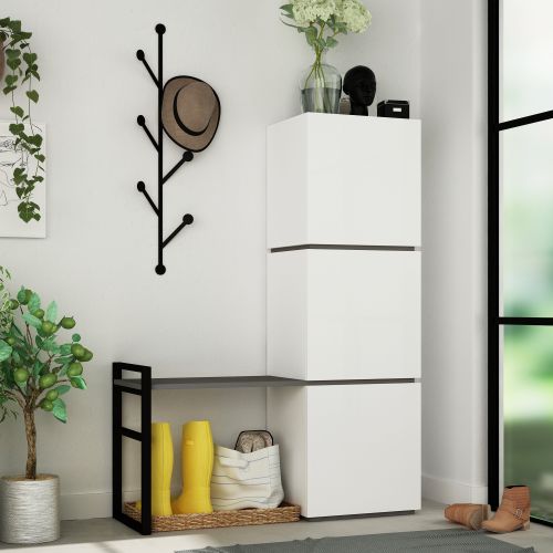 Mello - White White Anthracite Shoe Cabinet