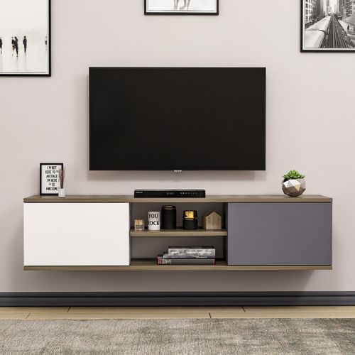 Ayze Anthracite Walnut White TV Stand