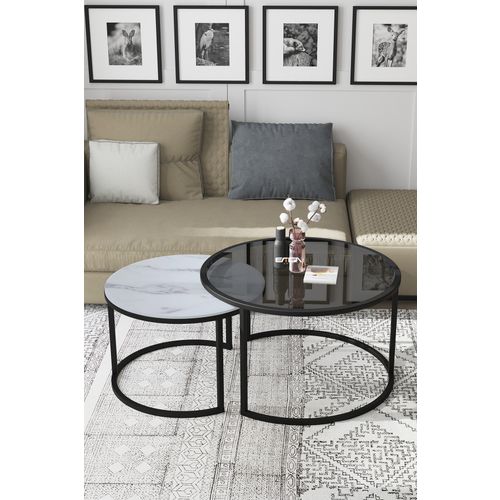 Bora - Fume, Marble, White Fume Marble White Coffee Table