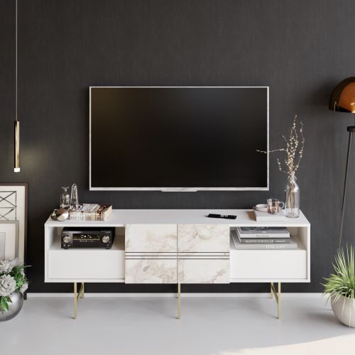 Derin - White White TV Stand