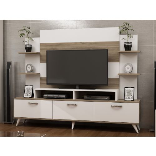 Diana - White, Walnut White Walnut TV Unit