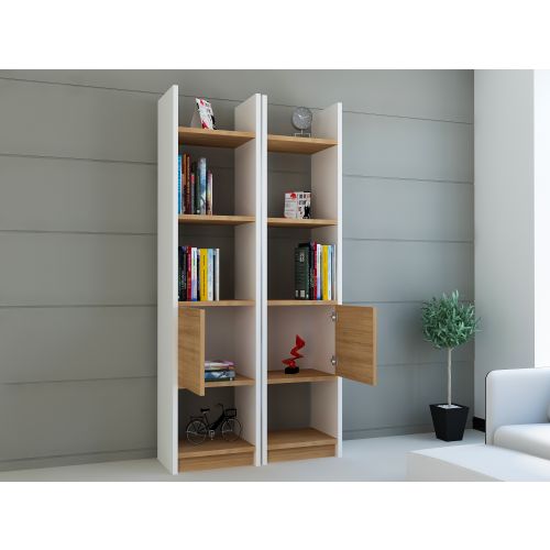 Esbi 102 - White, Teak White Teak Bookshelf