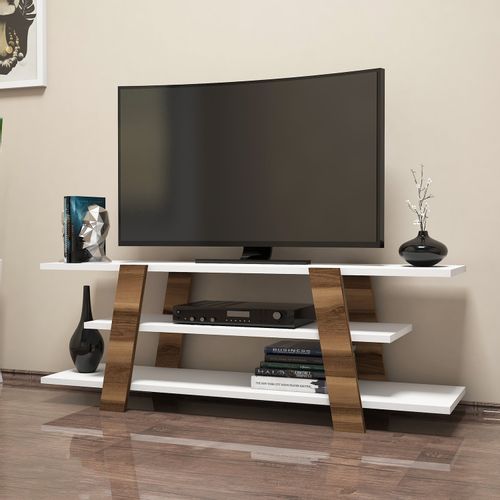 Flower - Walnut, White Walnut White TV Stand