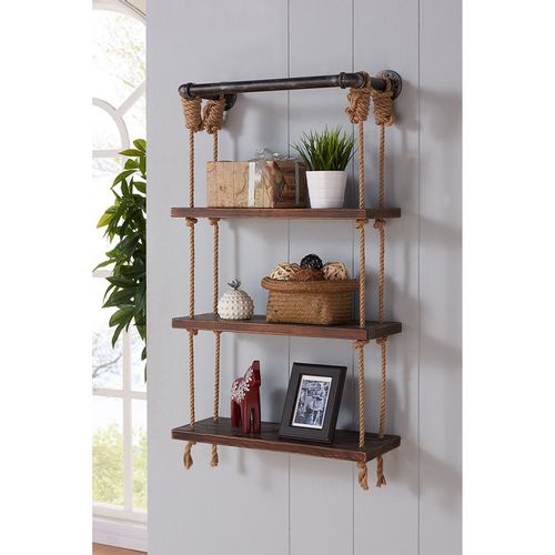 Gar005 Walnut Black Wall Shelf