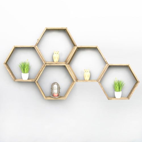 Hex002 Walnut Wall Shelf