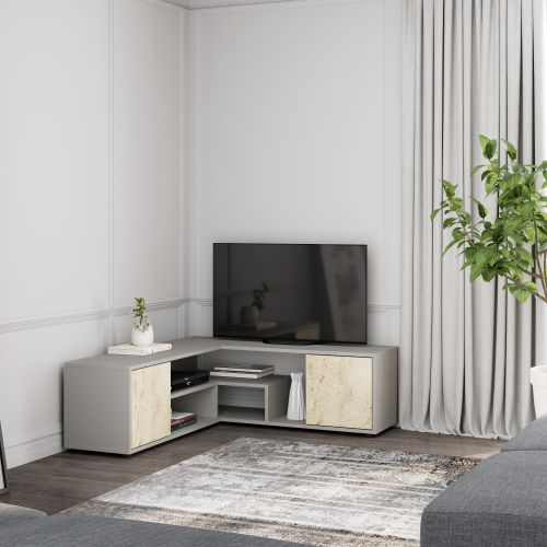 Rosa - Grey, Travertine Grey Travertine TV Stand