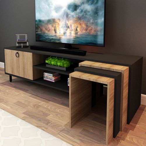 Zigon - L503 Oak Black TV Stand