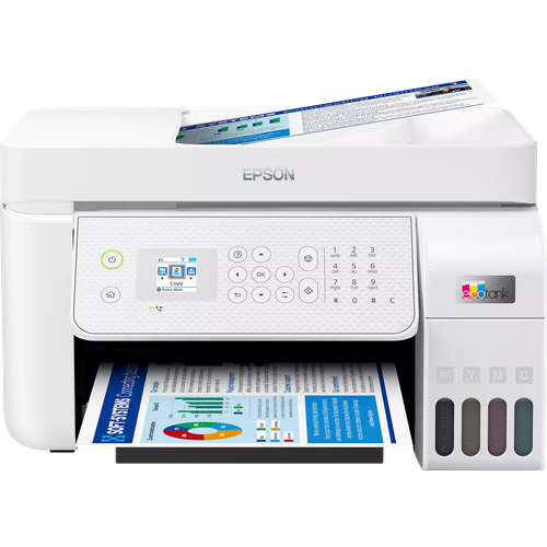 Epson C11CJ65413 L5316 EcoTank, print-scan-copy-fax, Color, A4, 5760X1440, Wi-Fi, LAN, ADF, LCD, Manual Duplex, White