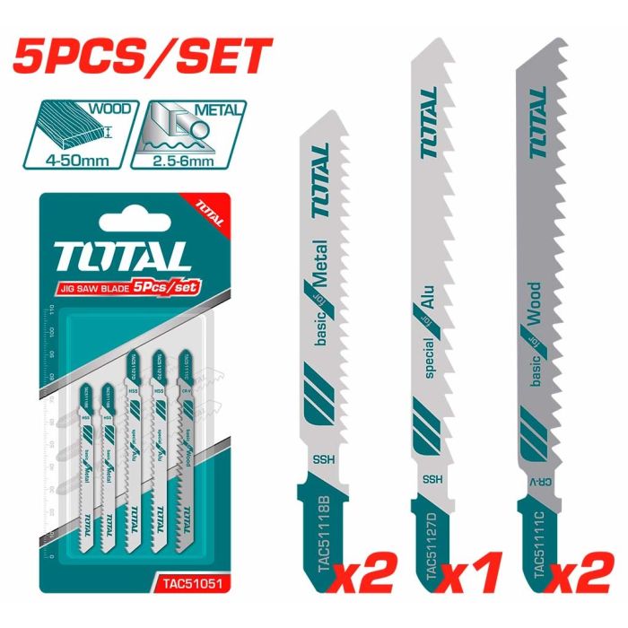 Total TAC51051 testerice za drvo, metal, plastiku 5kom