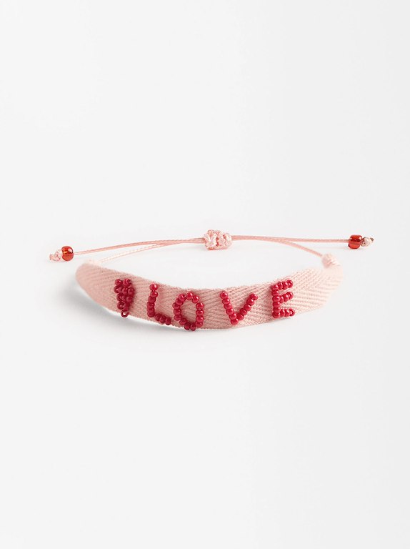 Adjustable Bracelet With Love Beads