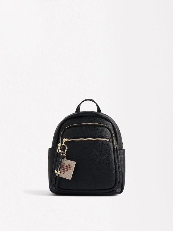 Backpack with heart pendant