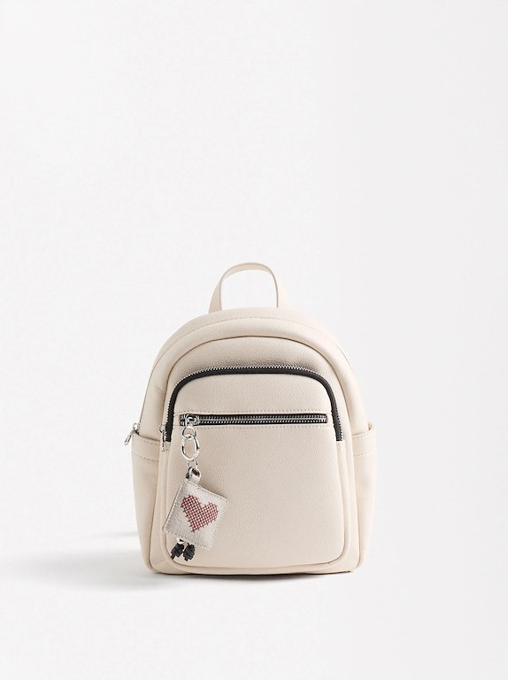 Backpack with heart pendant