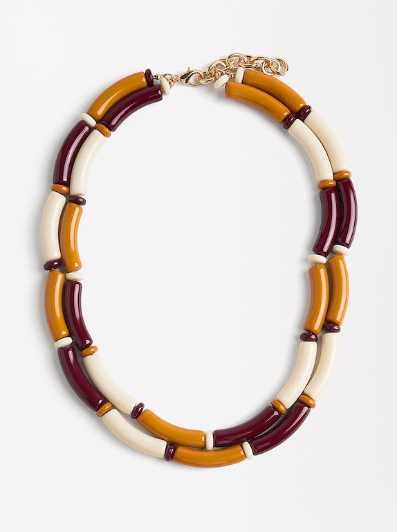 Short segmented multicolored necklace