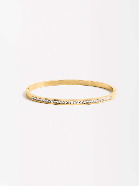 RIGID BRACELET WITH CRYSTALS - STAINLESS STEEL