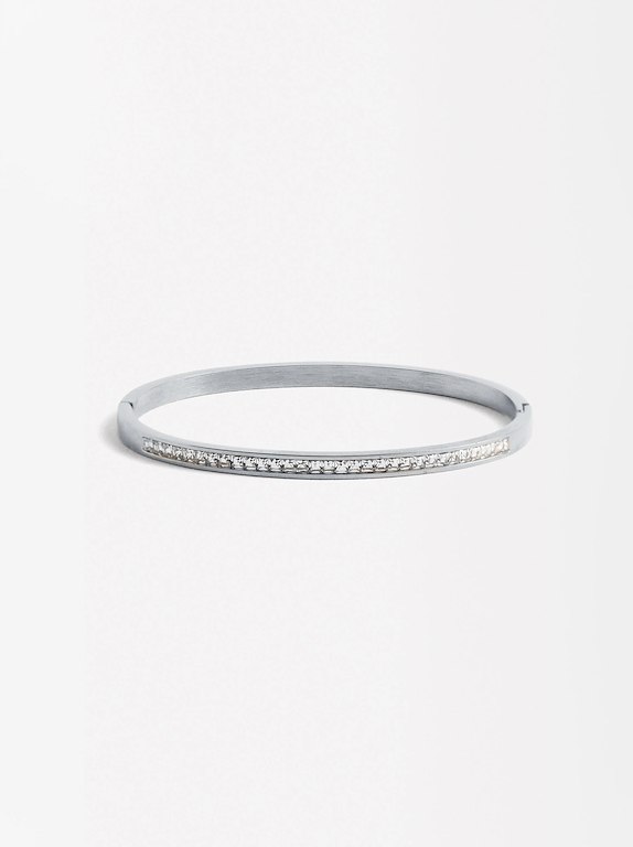 RIGID BRACELET WITH CRYSTALS - STAINLESS STEEL