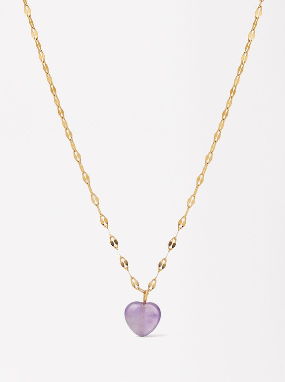 Heart Stone Necklace - Stainless Steel