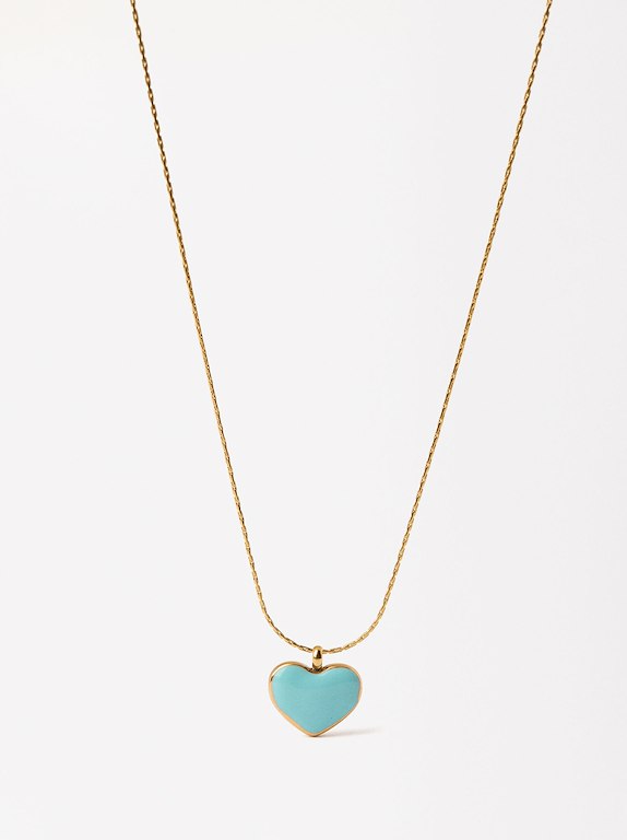 Enamel Heart Necklace - Stainless Steel