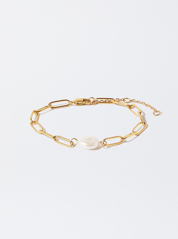 Stainless Steel Bracelet With Pearl