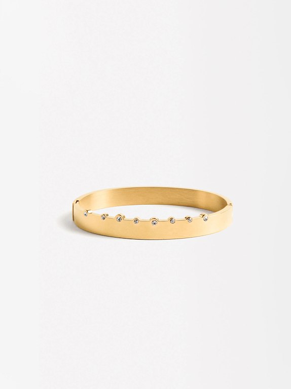RIGID BRACELET WITH CRYSTALS - STAINLESS STEEL