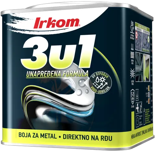 IRKOM Boja za metal 3u1 RAL 3011, 1kg, Trula višnja