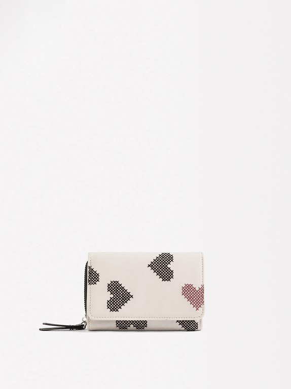 Nylon Heart-Printed Coin Purse