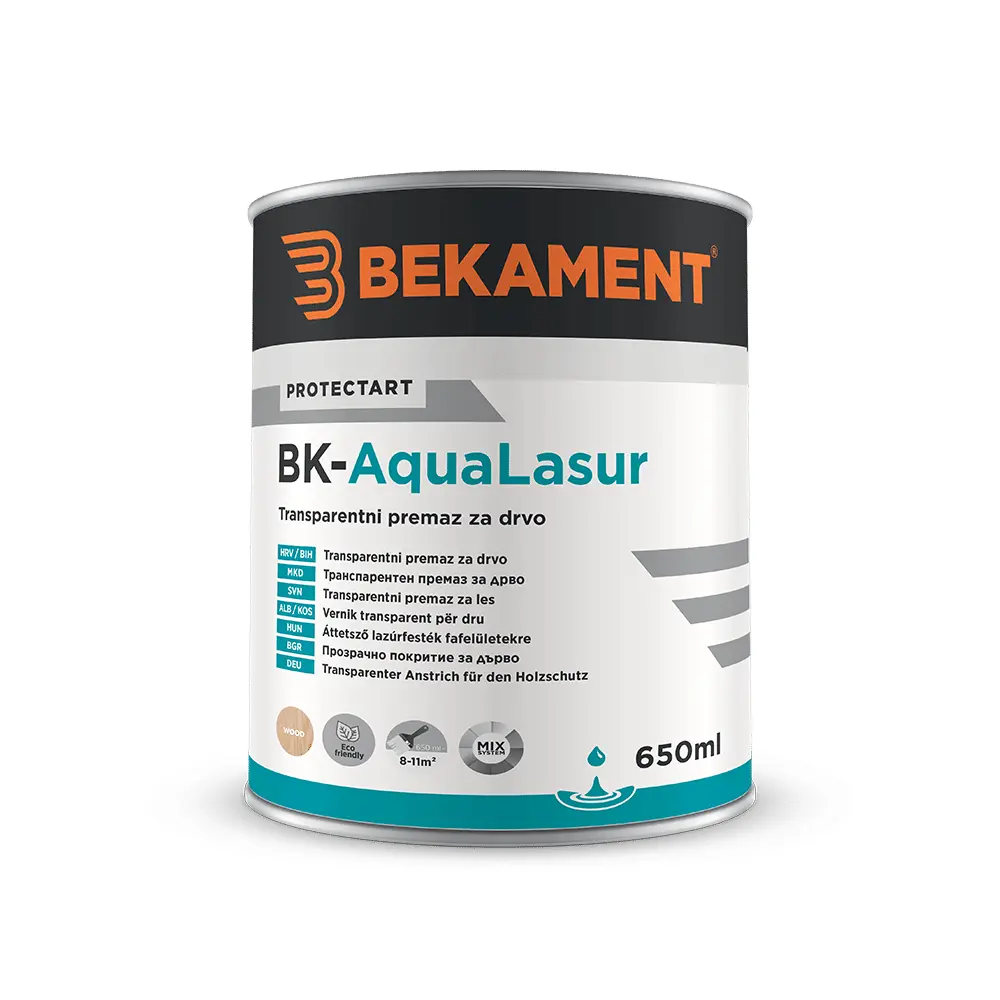 BEKAMENT Transparentni premaz za drvo A12425 BK-AquaLasur, 0.65l, Bor