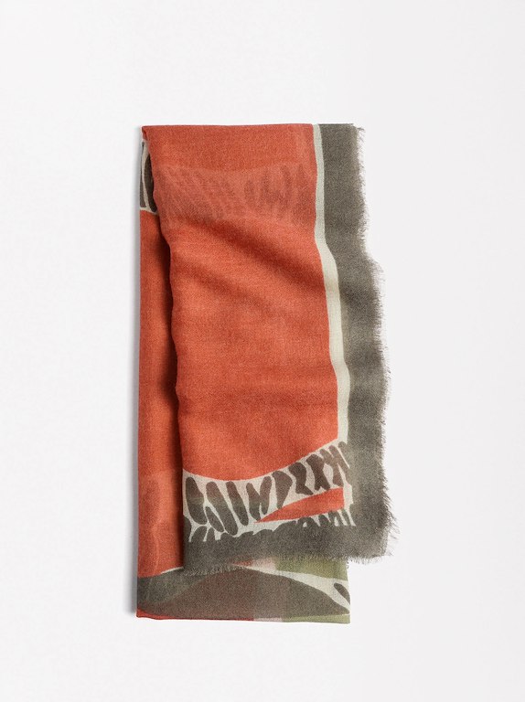 Printed scarf with wool