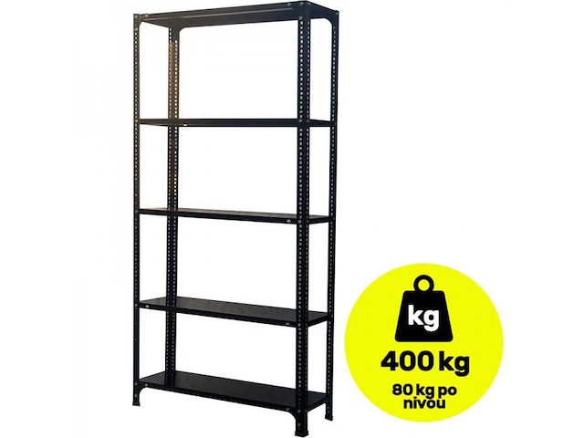 Metalna stalaža sa pet polica za odlaganje Nosivost 5x80kg 188x100x40cm Antracit