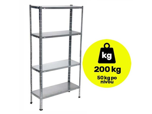 Metalna polica velike nosivosti 4x50kg 150x75x30cm