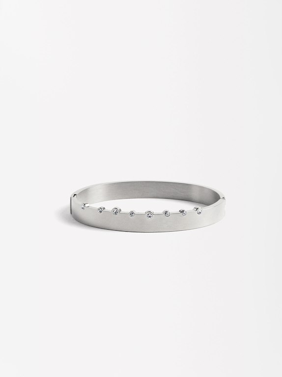 RIGID BRACELET WITH CRYSTALS - STAINLESS STEEL
