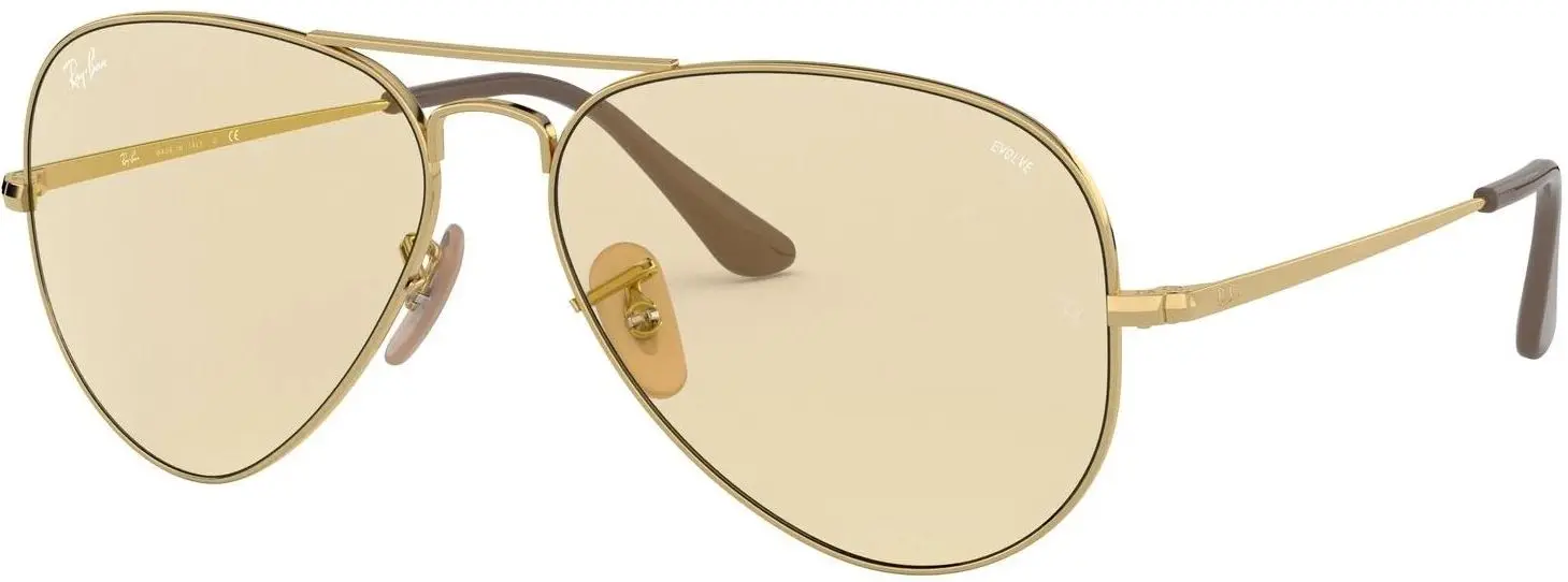 Ray Ban Unisex sunčane naočare 0RB3689 001/T2 55 EVOLVE AVIATOR METAL II, Bež