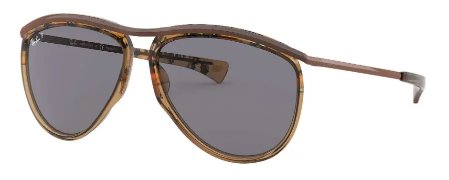 Ray Ban Unisex sunčane naočare 0RB2219 128748 59 OLYMPIAN AVIATOR, Polarizovane, Smeđe