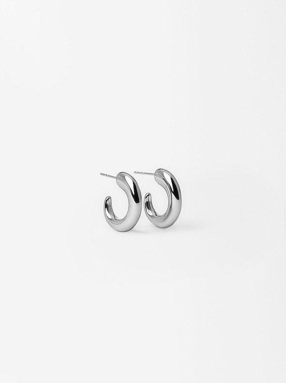 Silver Hoop Earrings - Stainless Steel