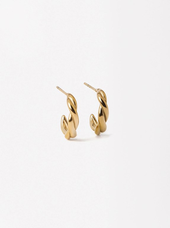 Golden Hoop Earrings - Stainless Steel