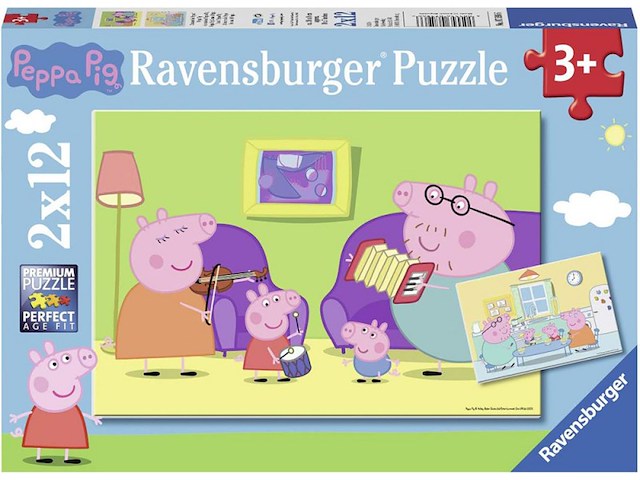 Ravensburger Puzzle slagalice 2x12 delova Pepa Prase kod kuće 07596